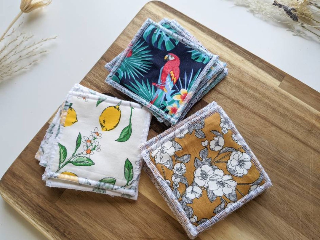 Reusable Cotton Bamboo Face Pads: Tropical, Lemon, Floral - Set of 7 - Etsy