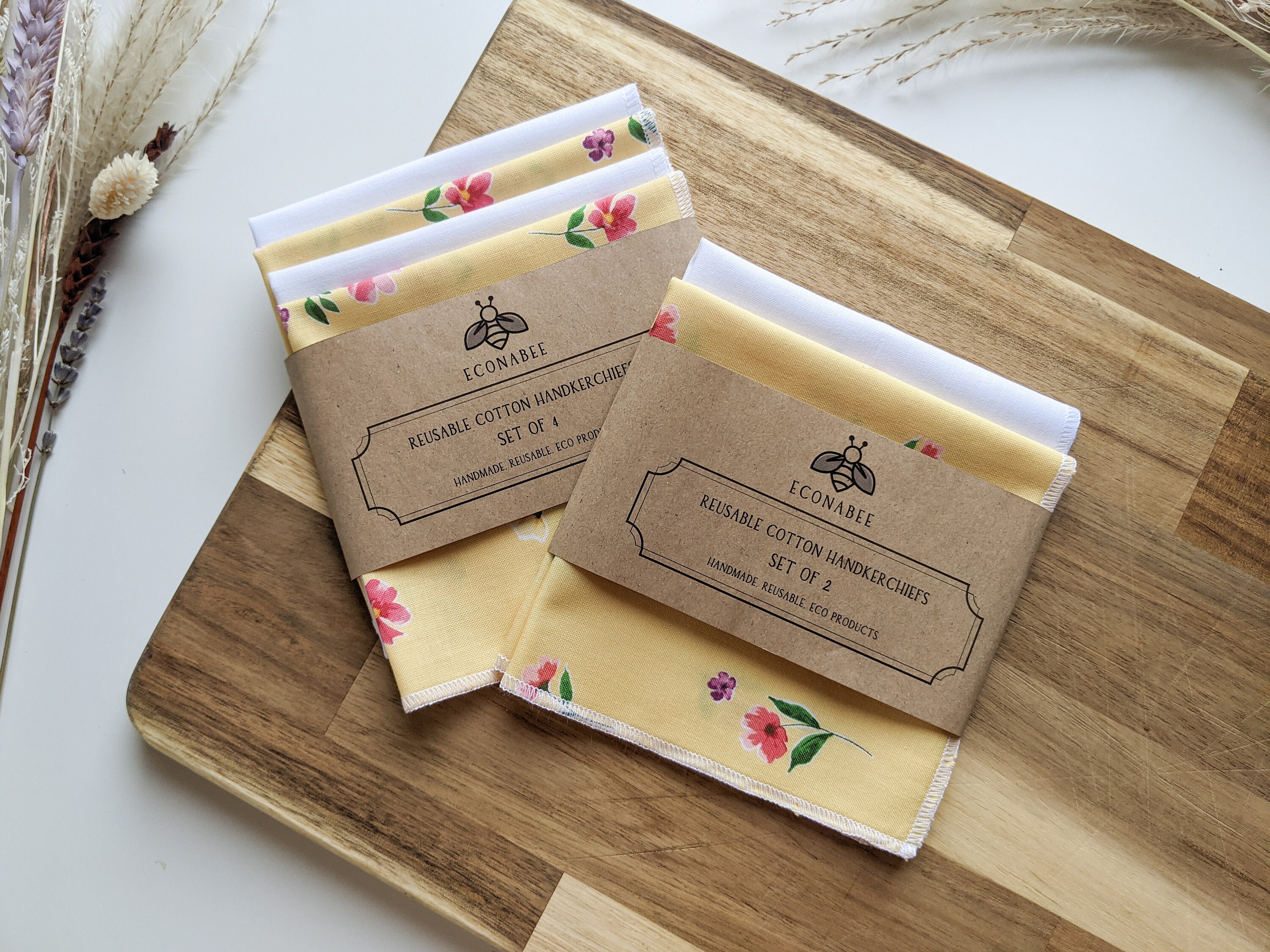 Cotton Handkerchief / Reusable Hankies Set of 2 or 4 Lemon - Etsy UK