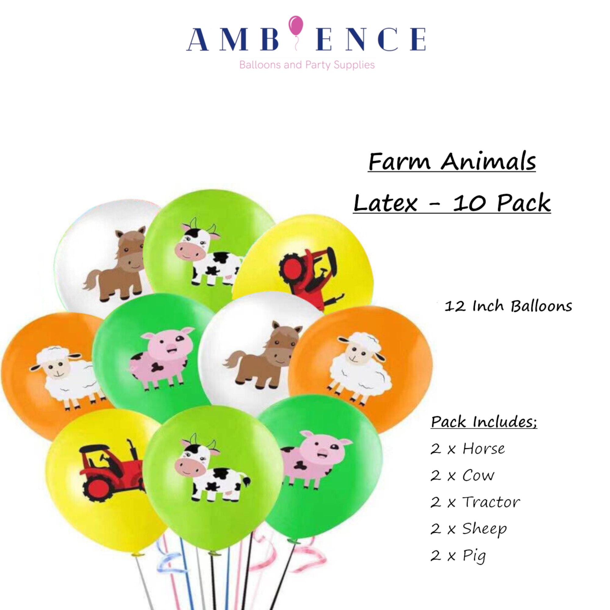 Farm Animal Balloons Helium or Air Fill 12 Latex - Etsy UK