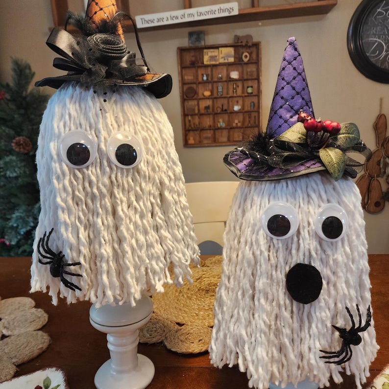 Halloween Mop Head Ghost White Halloween Ghost Decor Halloween Mantel ...