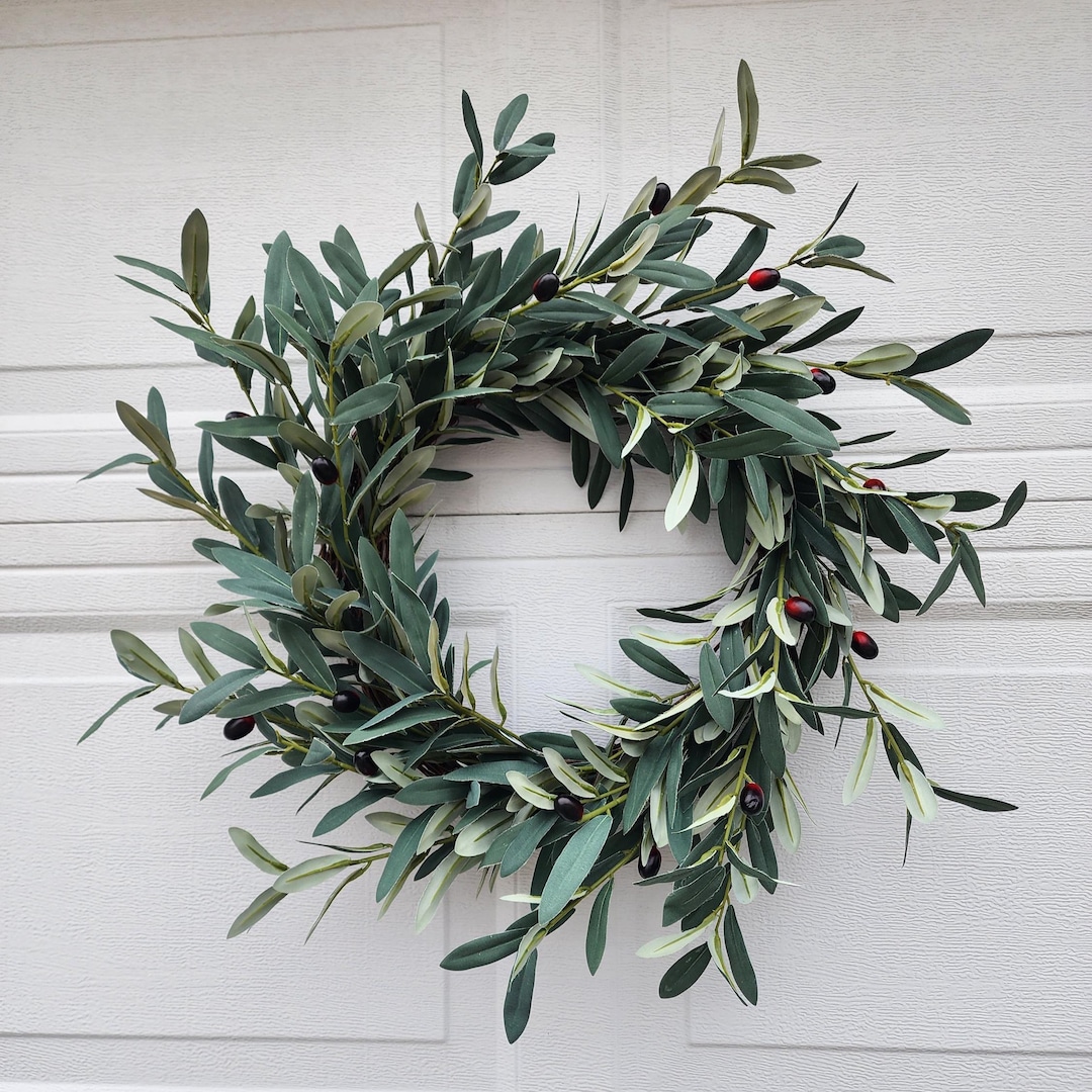 Olive Branch Wreath Front Door Home Accent Natural Grapevine Rustic ...