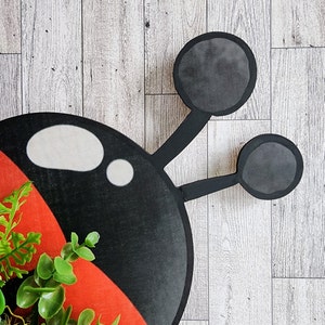 Ladybug Door Hanger for Front Door Ladybug Wreath Faux Succulent Wooden ...