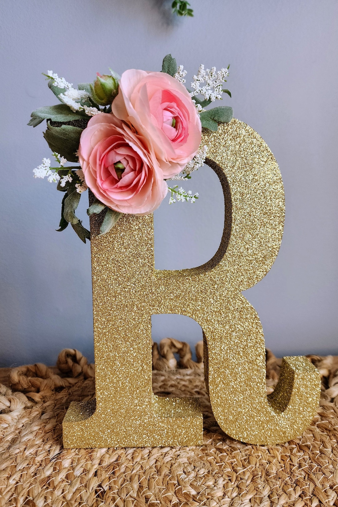 Gold Birthday Party Table Decoration Gold Sparkle Name Letters Girl ...