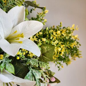 Cross Wreath for Front Door Boxwood Lily Wreath Cross Door Hanger ...