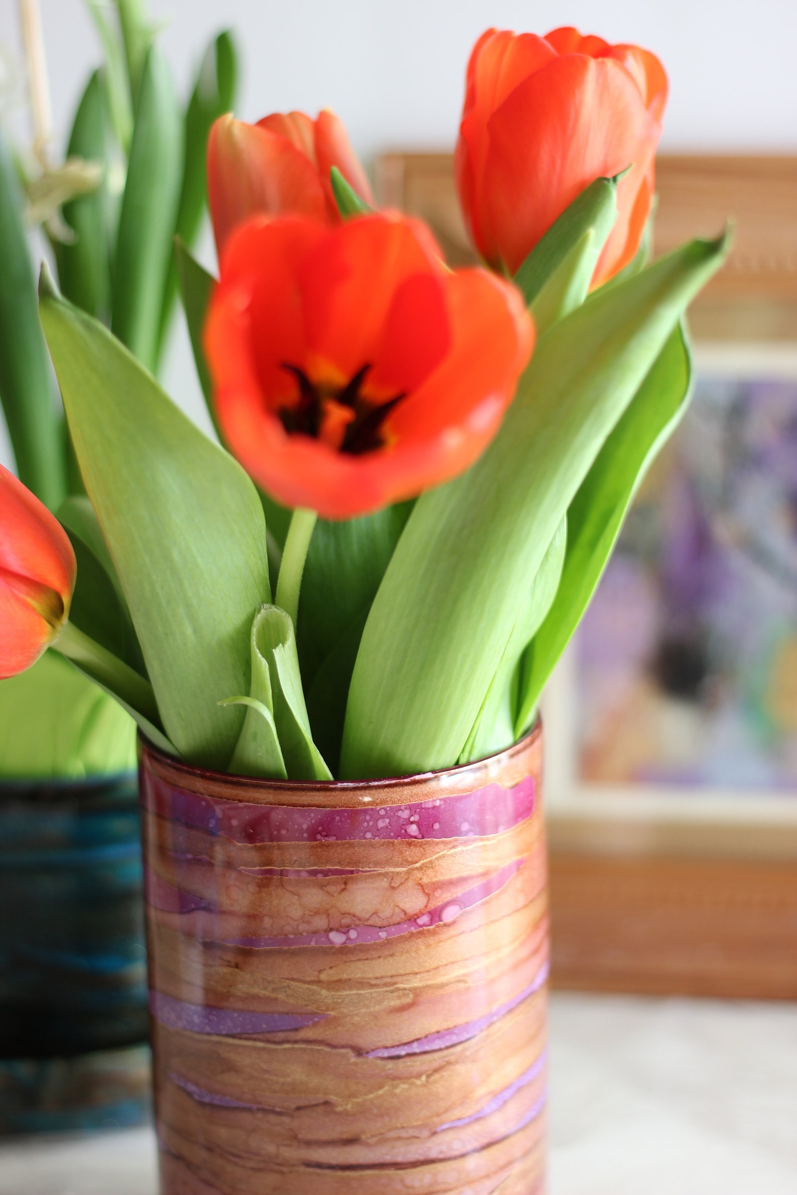 Unique Glass Flower Vase Hand Painted in Alcohol Inks. Cool, Eye ...