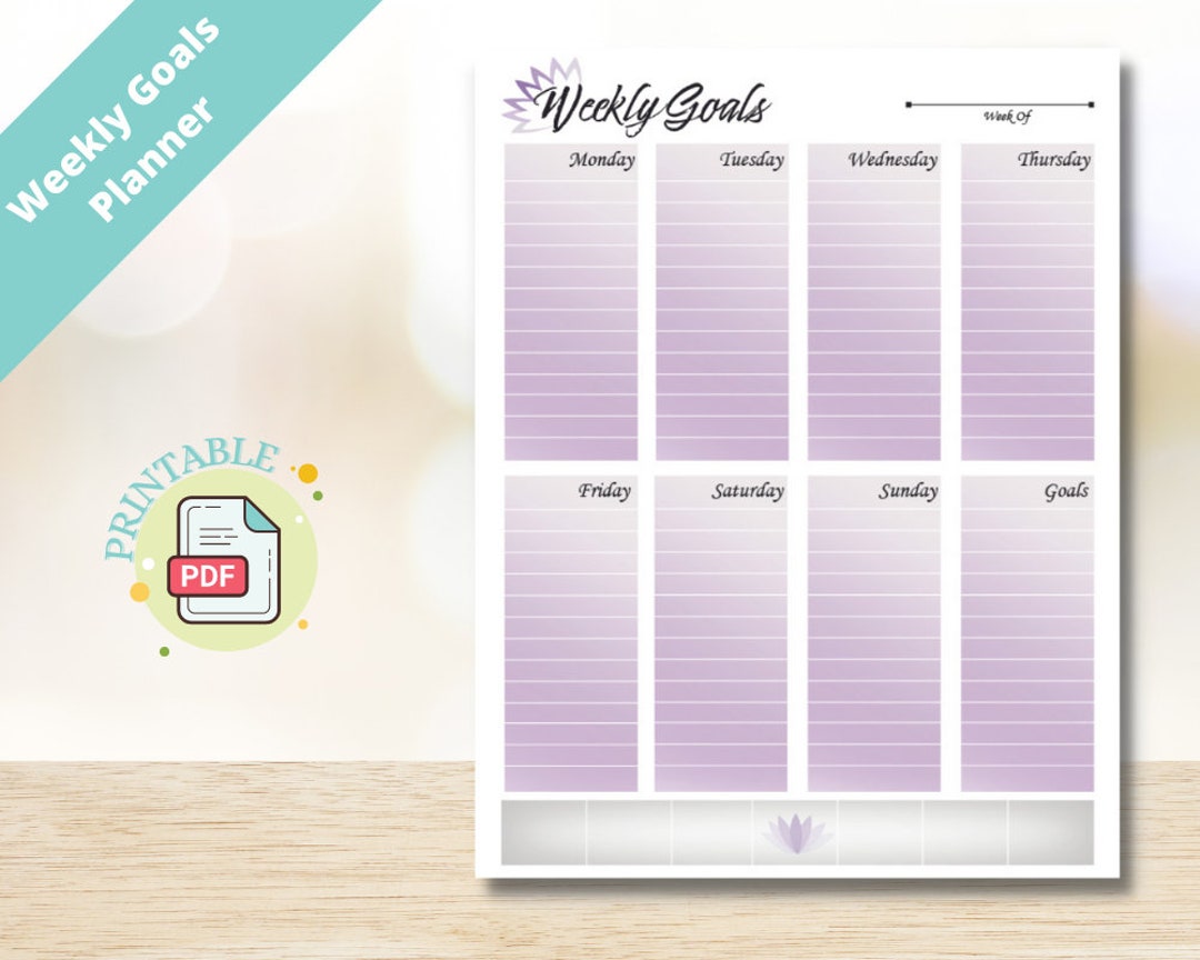 Printable Weekly Goals Planner, to Do List, Weekly Planner - Etsy
