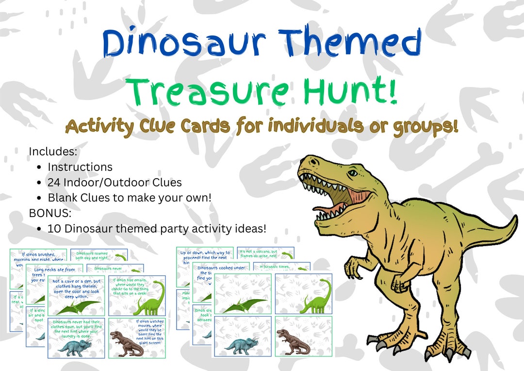 Kids Dinosaur Themed Treasure Hunt Game | Indoor Outdoor Scavenger ...