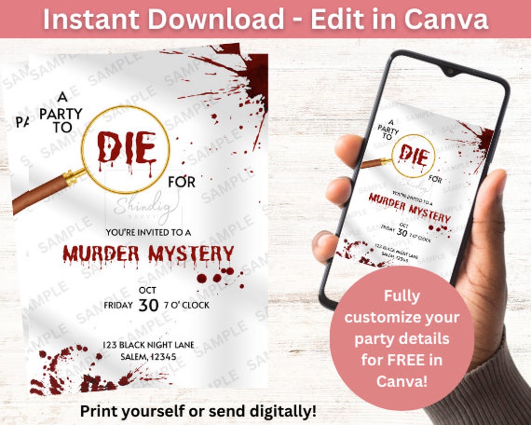 Murder Mystery A Party to Die for Dinner Party Invitation | Digital ...