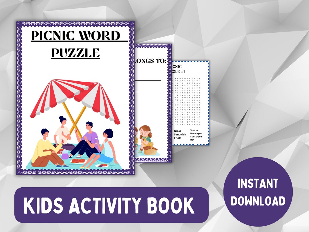 Picnic Activity Book Adult and Kids Word Search Puzzle Book Critical ...
