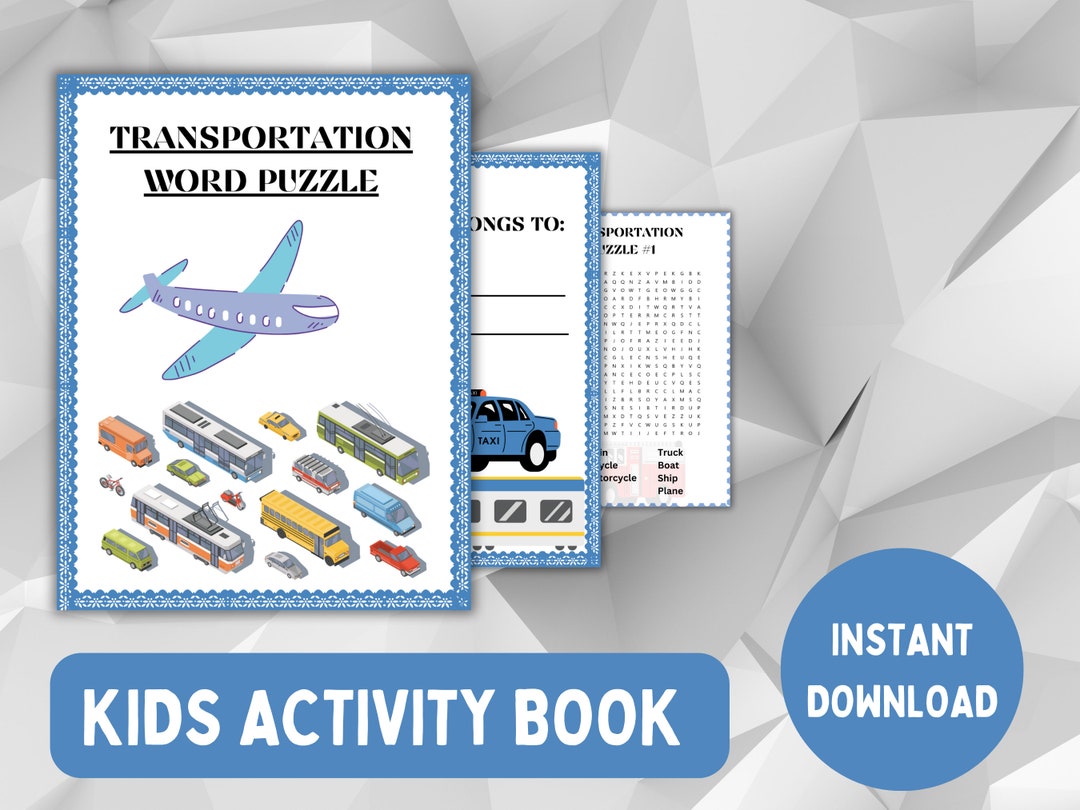 Transport Activity Book Adult and Kids Word Search Puzzle Book Critical ...