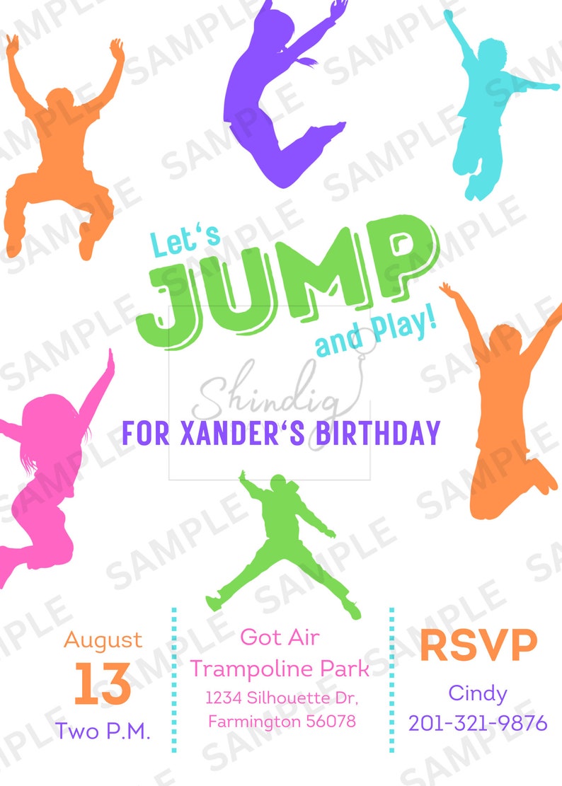JUMP Party Invitation Kids Party Invite Digital Download - Etsy