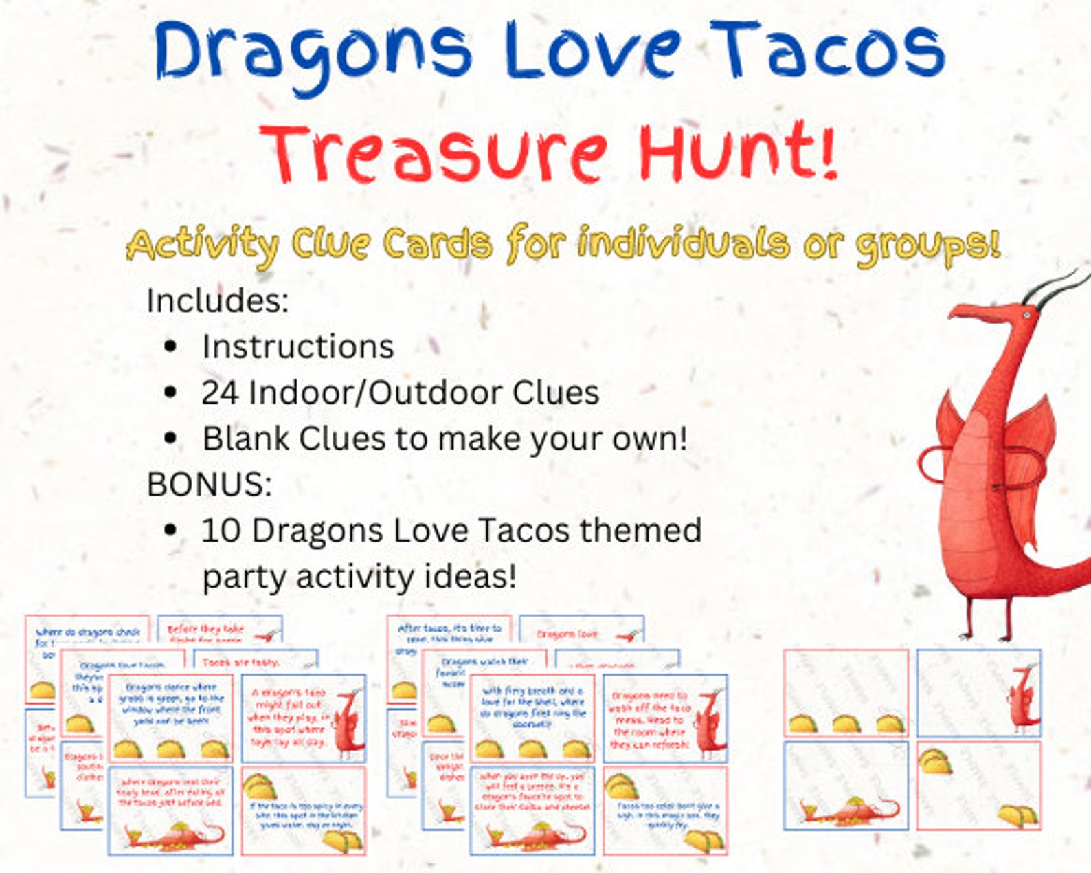 Dragons Love Tacos Treasure Hunt Game Indoor Outdoor Scavenger Hunt ...