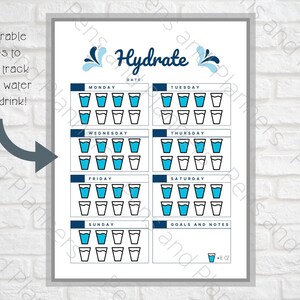 Hydrate Weekly Water Tracker Printable Undated Letter A4 - Etsy