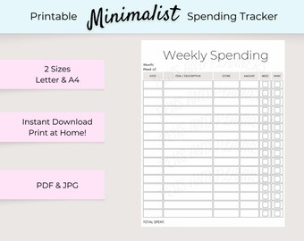 Printable Savings Tracker Minimalist Budget Planning Household Bills ...
