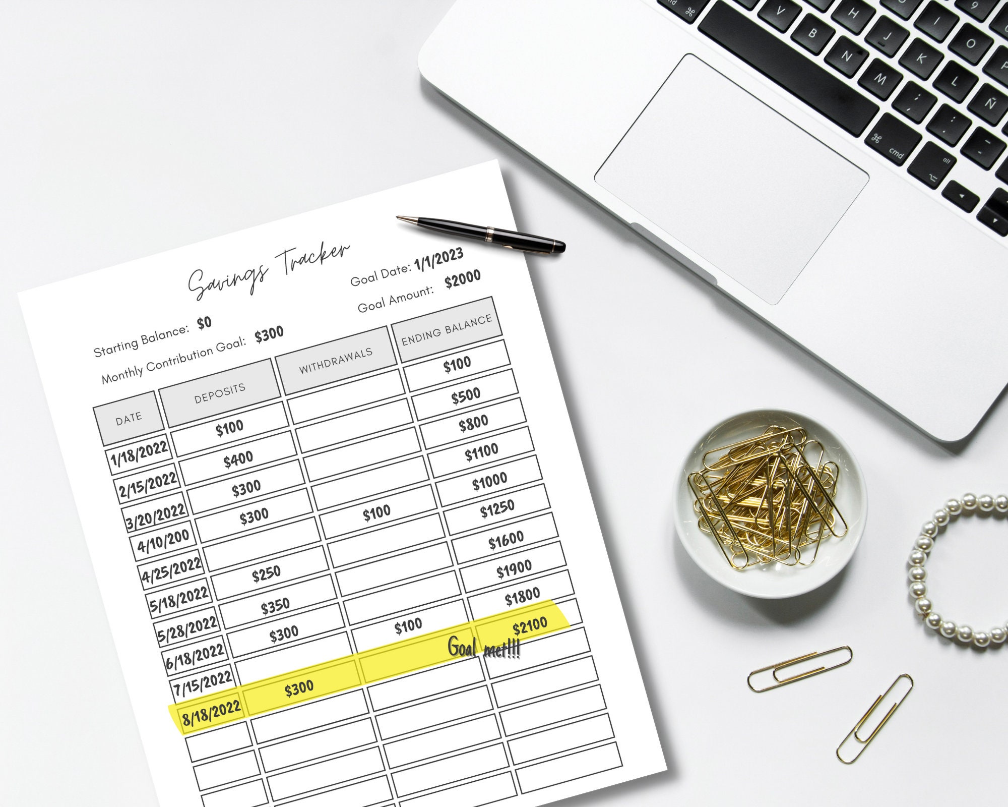 Printable Savings Tracker Minimalist Budget Planning Household Bills ...