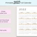 Printable 2022 Yearly Calendar Digital Download Pink Customizable ...