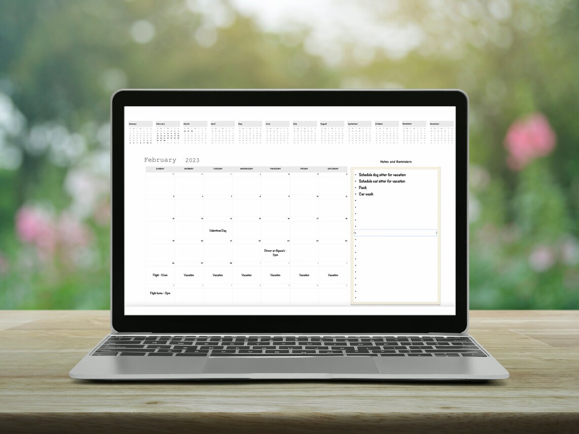 12 Month Monthly Calendar Grey Numbers Editable Digital Download ...