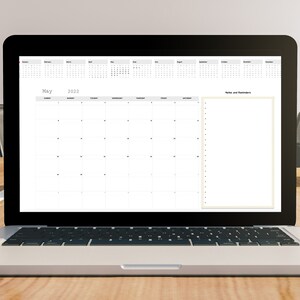 12 Month Monthly Calendar Grey Numbers Editable Digital Download ...