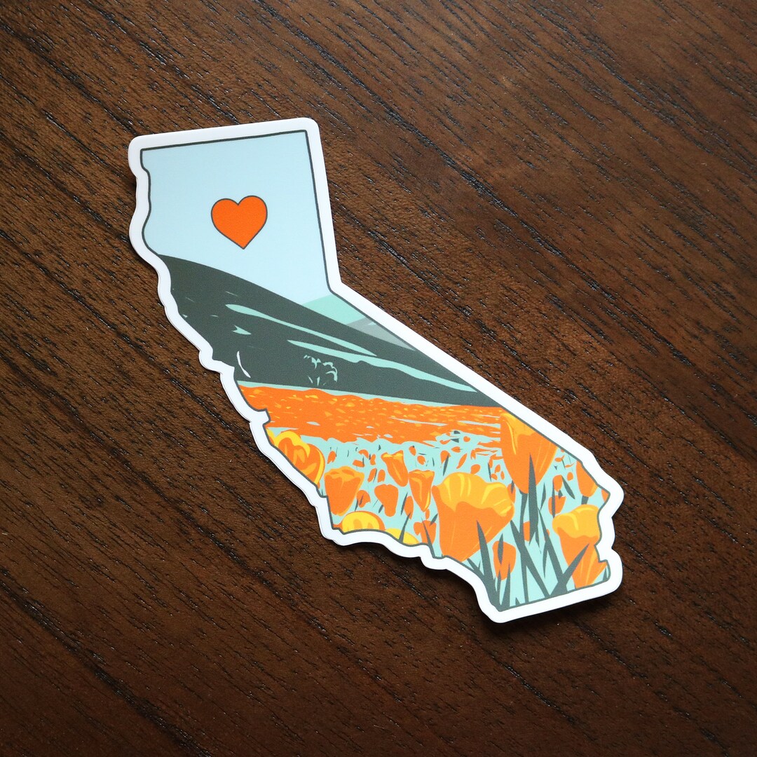 Sticker: Norcal Poppy Love Permanent Sticker Decal Paradise, Ca - Etsy