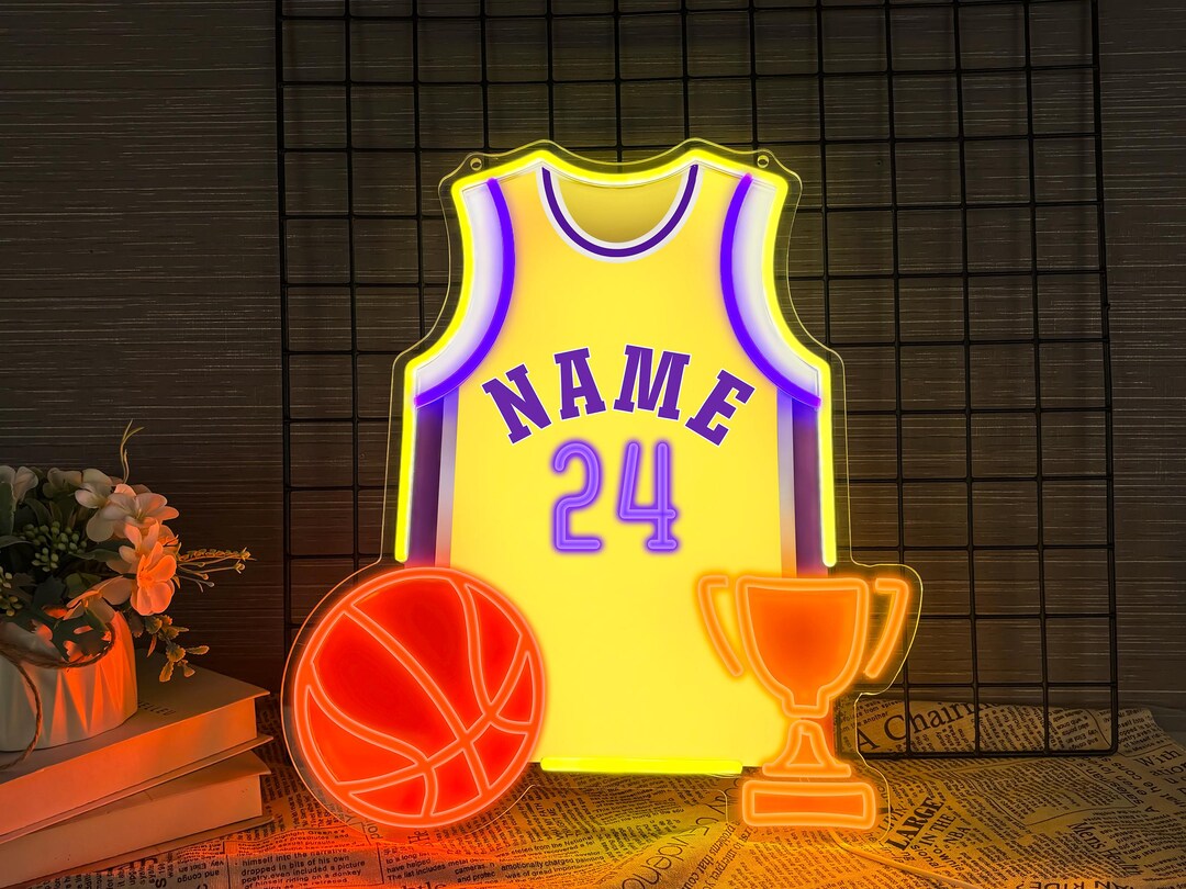 Custom Basketball Jersey Neon Sign, Personalized LED Name Sign Room ...