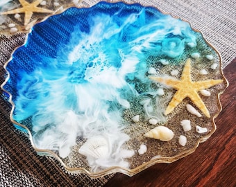 Epoxy River Coasters, Epoxy Art, Resin Coasters, Pebble Beach, Blue ...