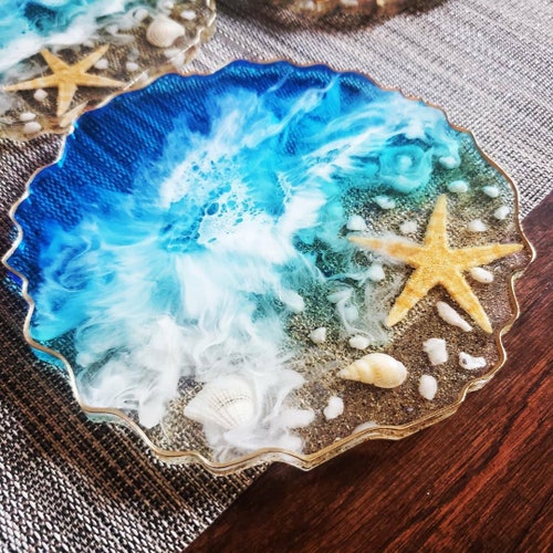 Epoxy River Coasters Epoxy Art Resin Coasters Pebble Beach - Etsy