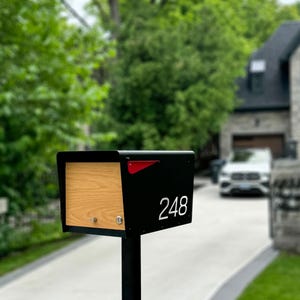 Charles Mailbox, Post Mounted Mailbox With Wood Finish, Mid-century ...