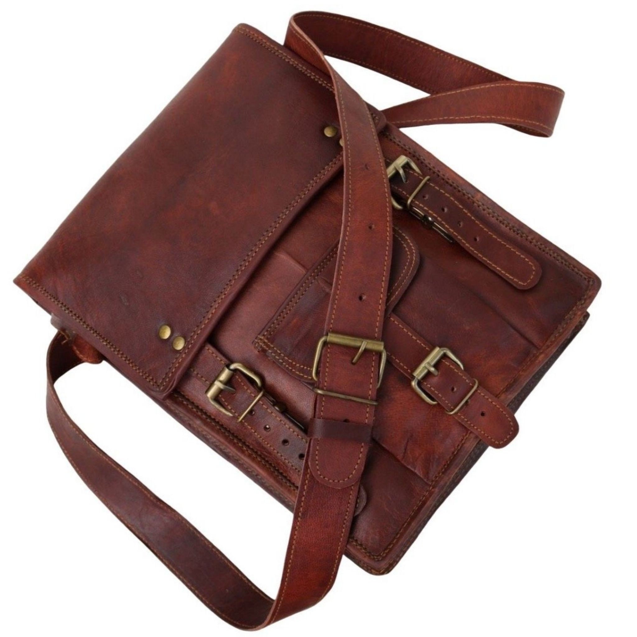 APOLLO A4 LEATHER SATCHEL handmade vintage style
