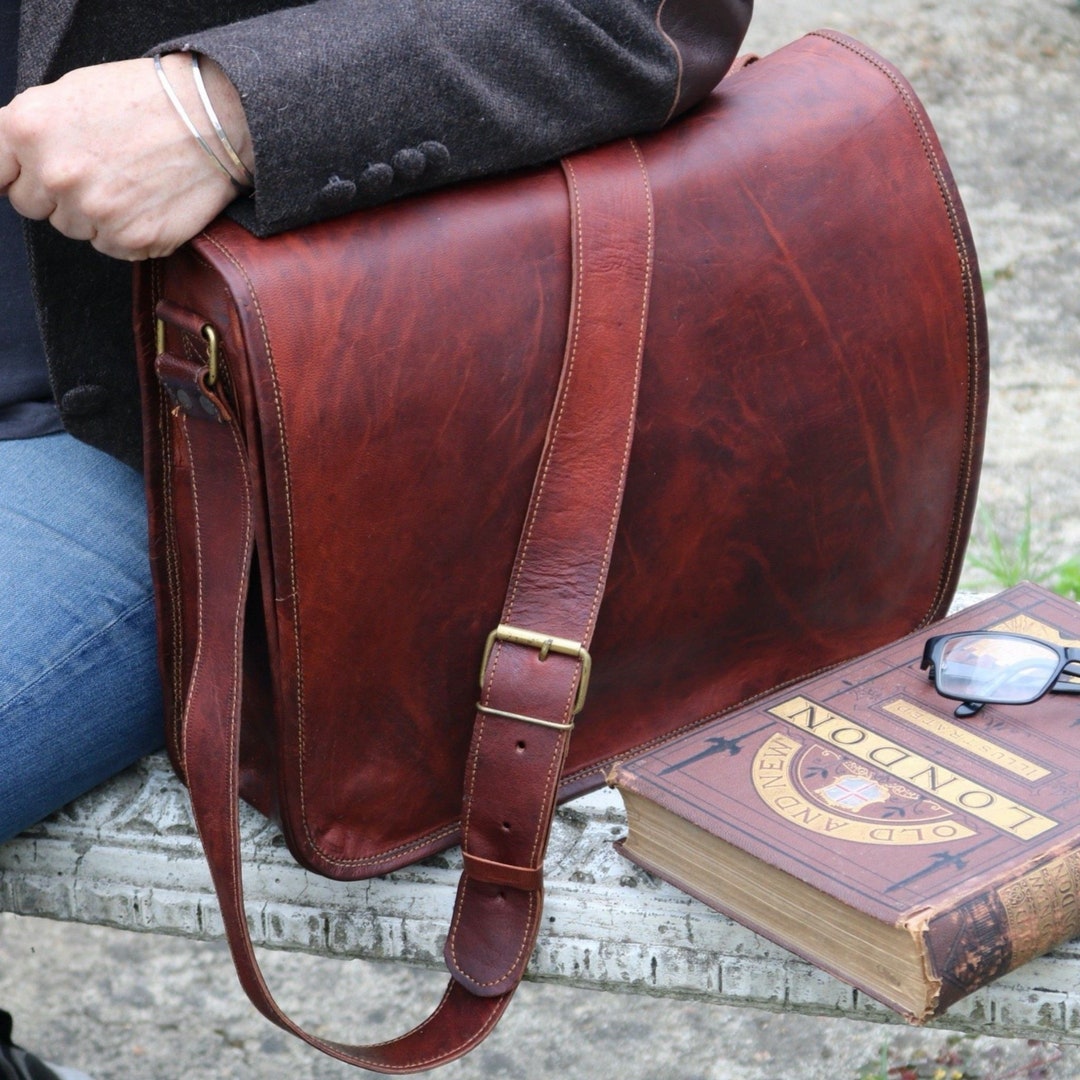 LARGE LEATHER MESSANGER Bag, Handmade Vintage Style - Etsy UK