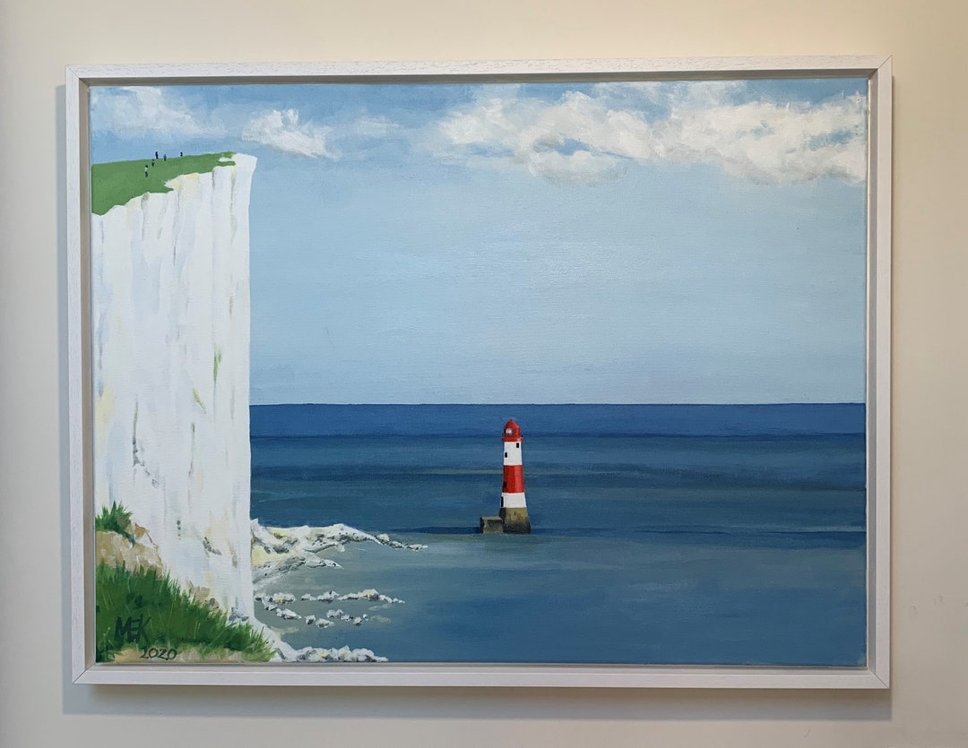 Lighthouse Beachy Head I. Original, Framed, Acrylic Painting on ...