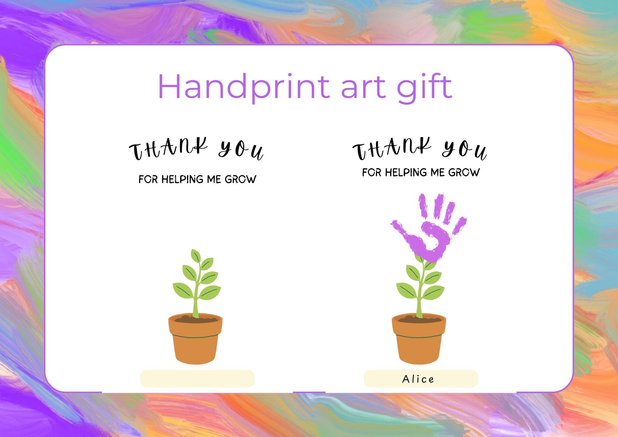 Handprint Art Thankyou Gift Instant Download DIY Appreciation Gift ...