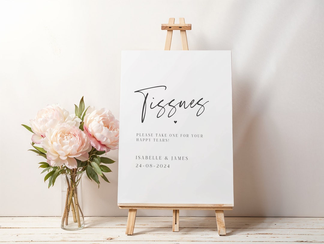 Personalised Wedding Tissues Sign, Reception Sign, Printable Wedding ...