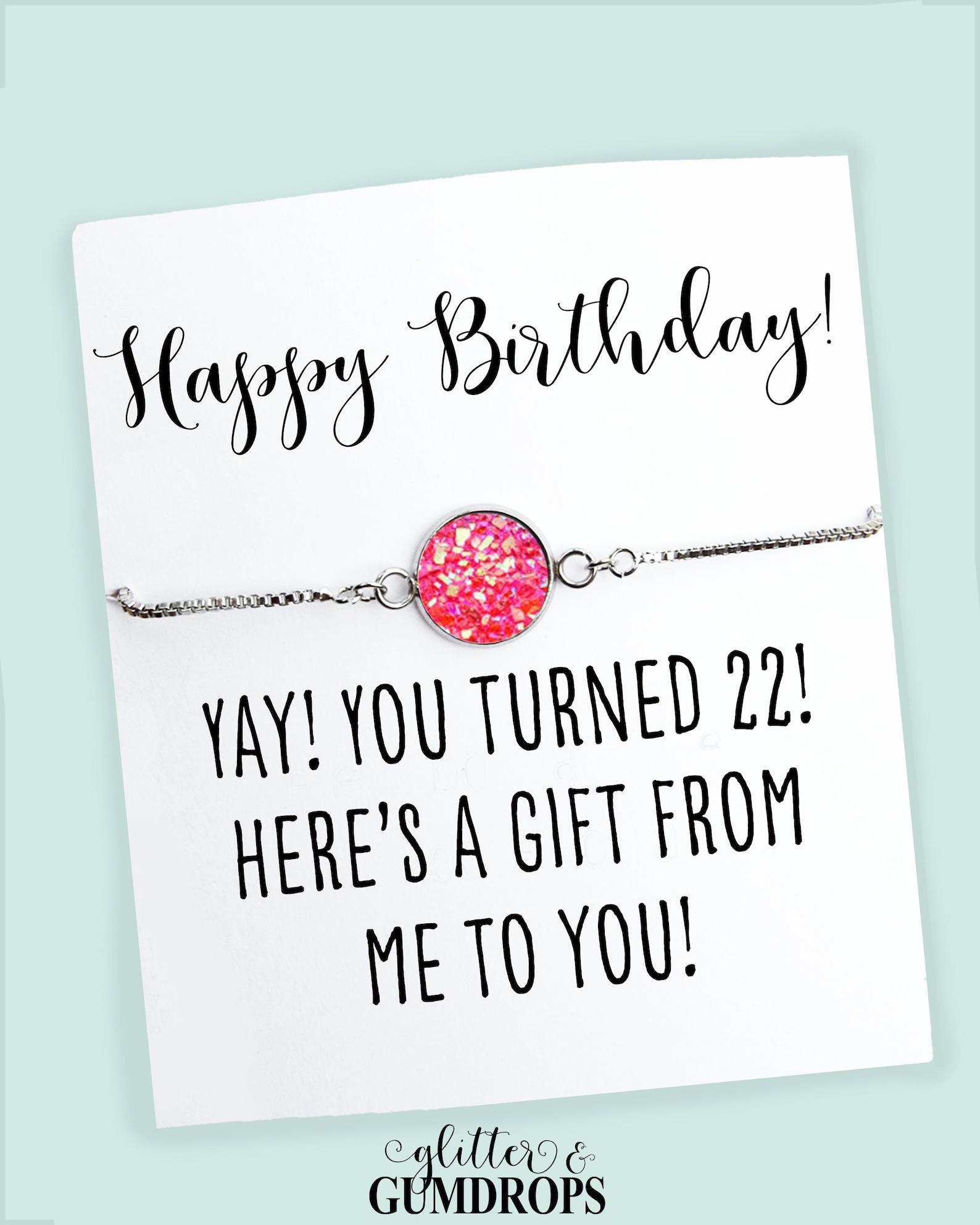 Happy 22nd Birthday Card and Bracelet Personalized Age 22 | Etsy