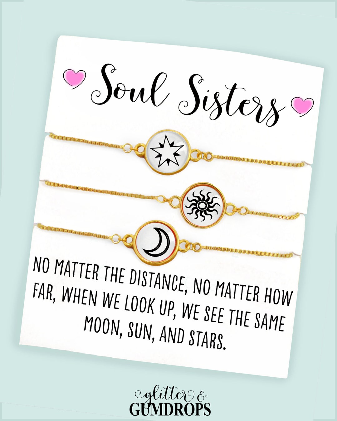 Matching Bracelets- Best Friend Bracelet for 3- Far Away Friends- Box ...