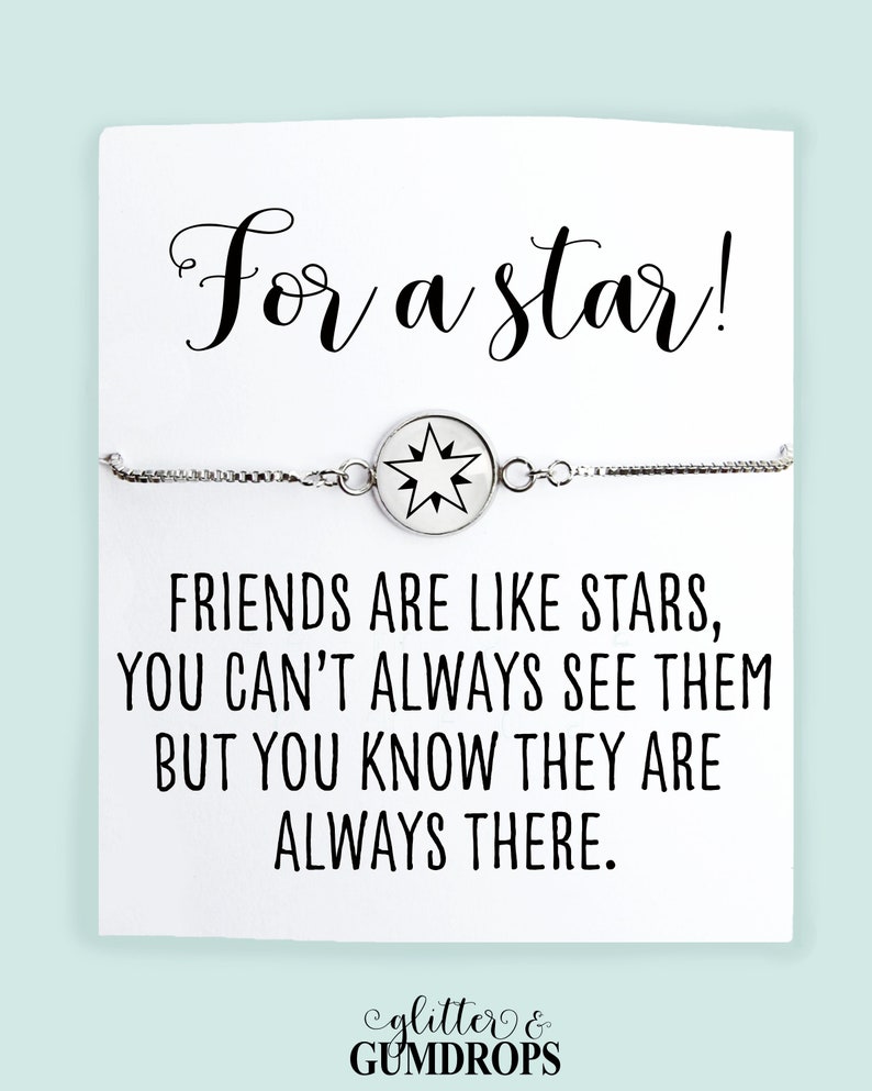 Friendship Bracelet With "friends Are Like Stars..." Card- Glass Dome ...