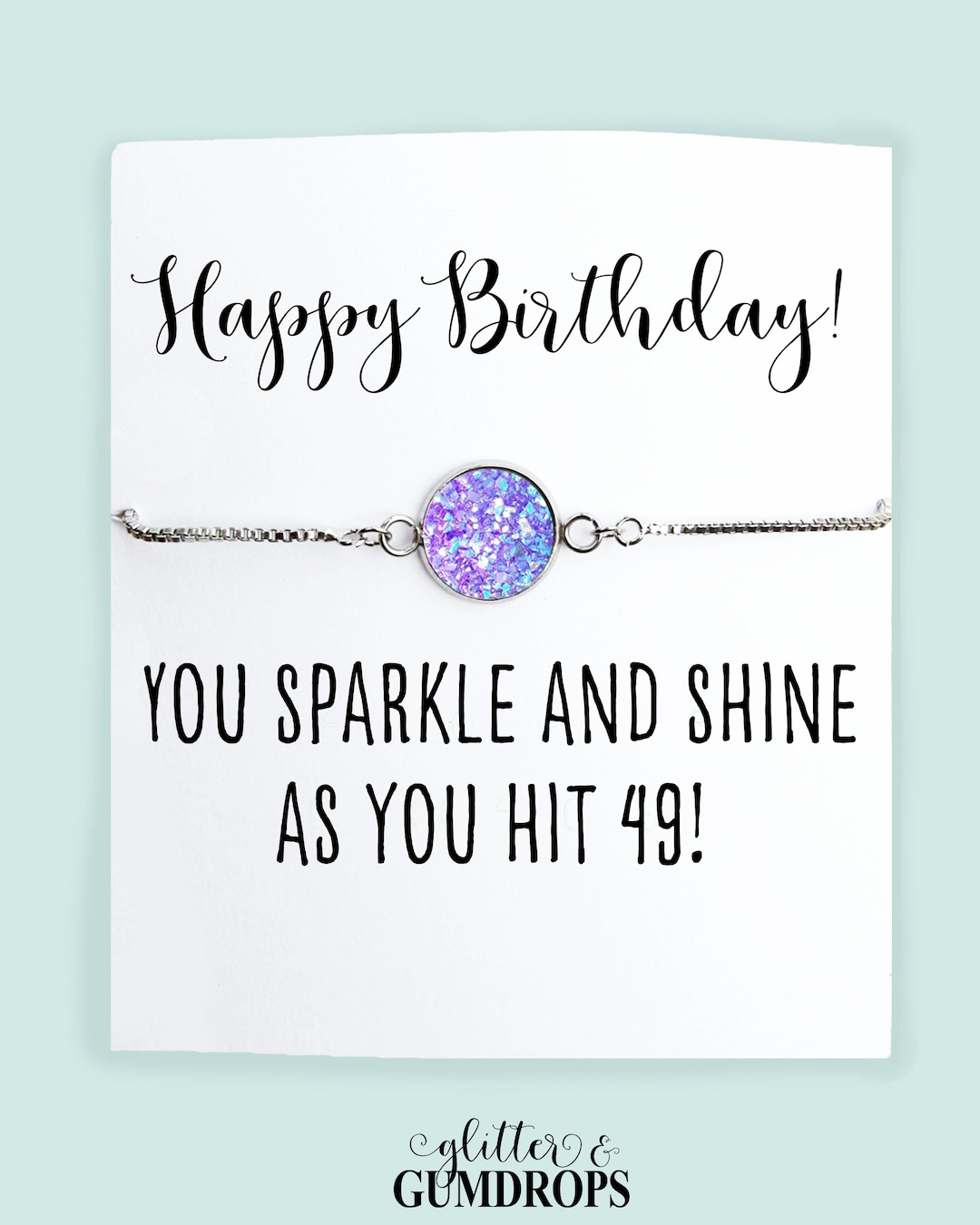 Happy 49th Birthday Card and Bracelet- Personalized Age- 49 Birthday ...