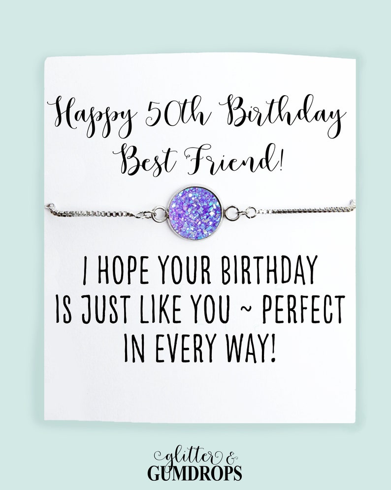 50th Birthday Gift for Women- 50th Best Friend Bracelet- Happy Birthday ...