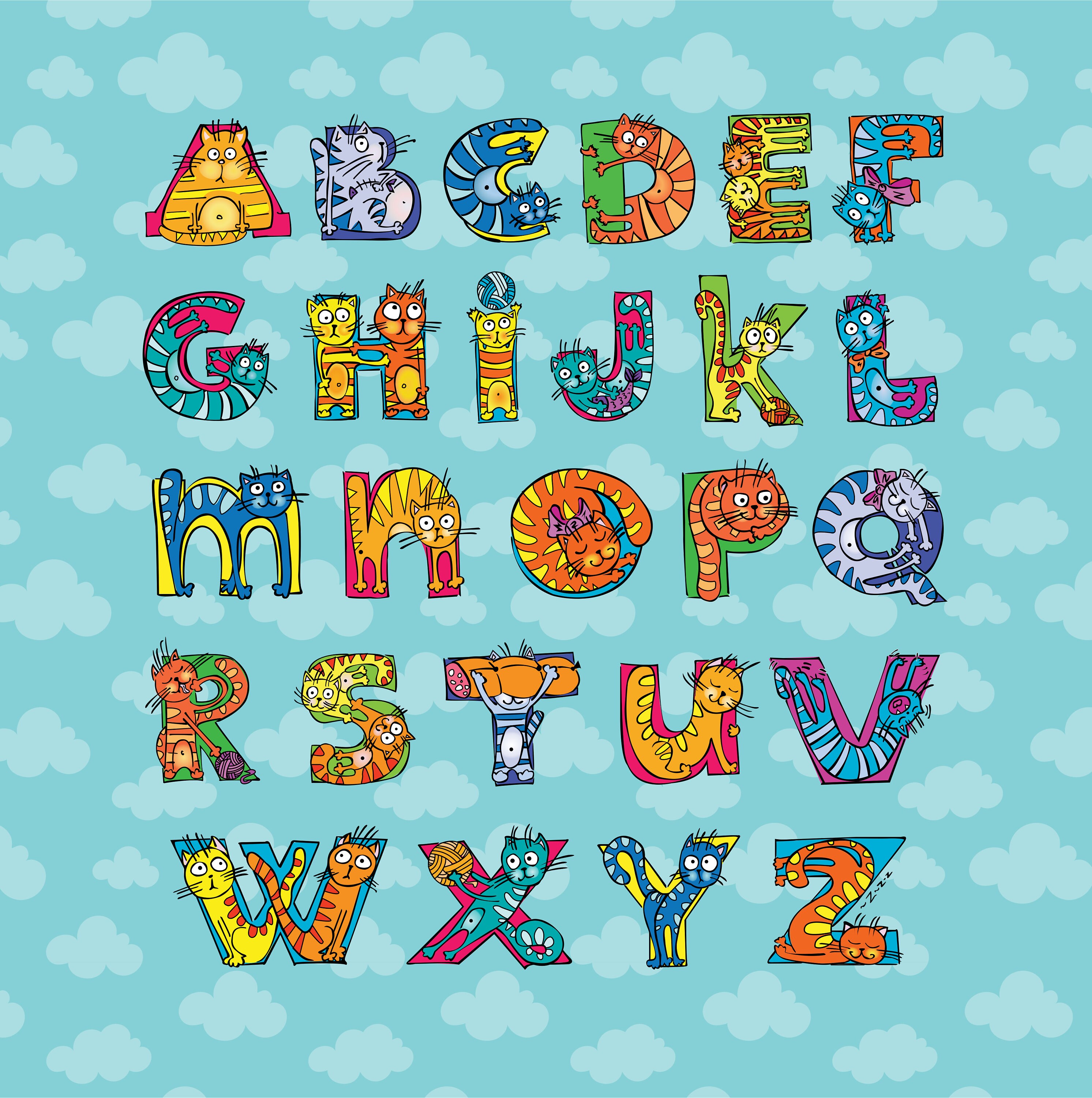 Cat font Svg Cat Alphabet SVG Cat Vector Font Cat Font | Etsy