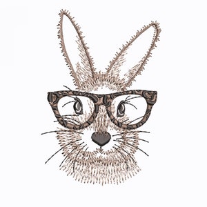 Bunny Machine Embroidery Designs, 5 Sizes. Easter Bunny With Glasses ...