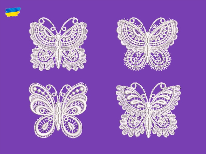 Machine Embroidery FSL Butterflies. 5 Designs. Free Standing Lace. 4 X ...