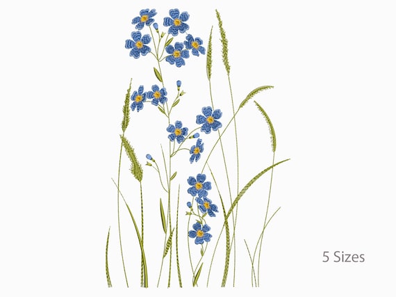 Machine Embroidery Flowers. Forget-me-not Herb. 5 Sizes. - Etsy