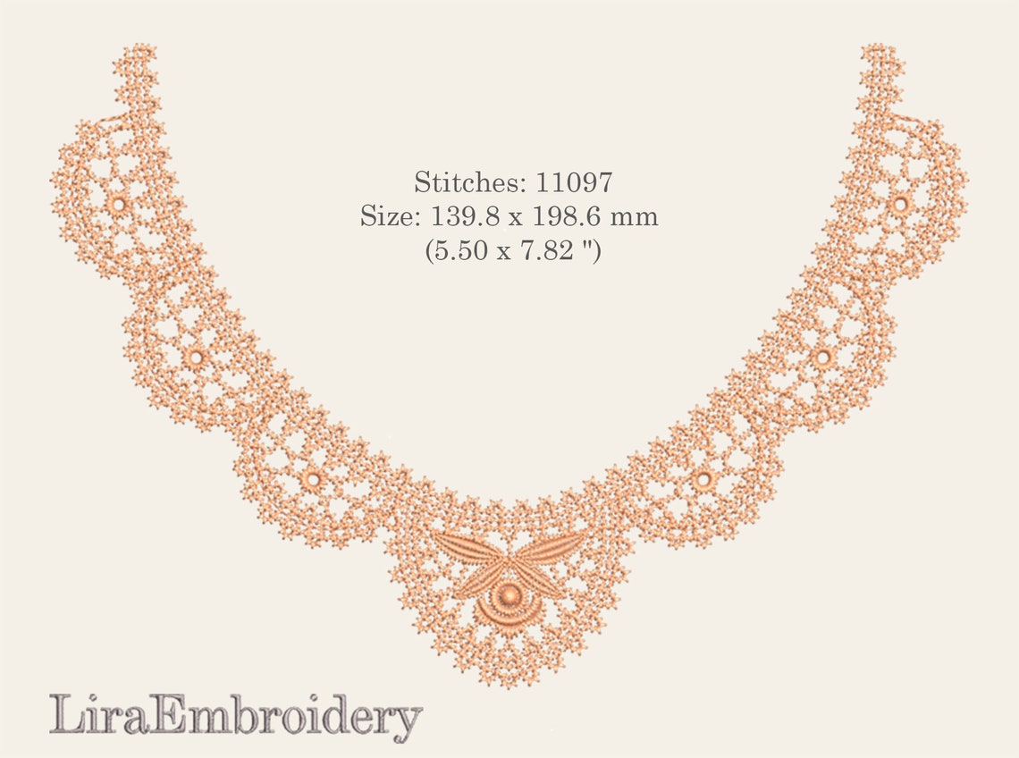 Collar Battenberg Lace. Machine Embroidery Design. Free Standing Lace ...