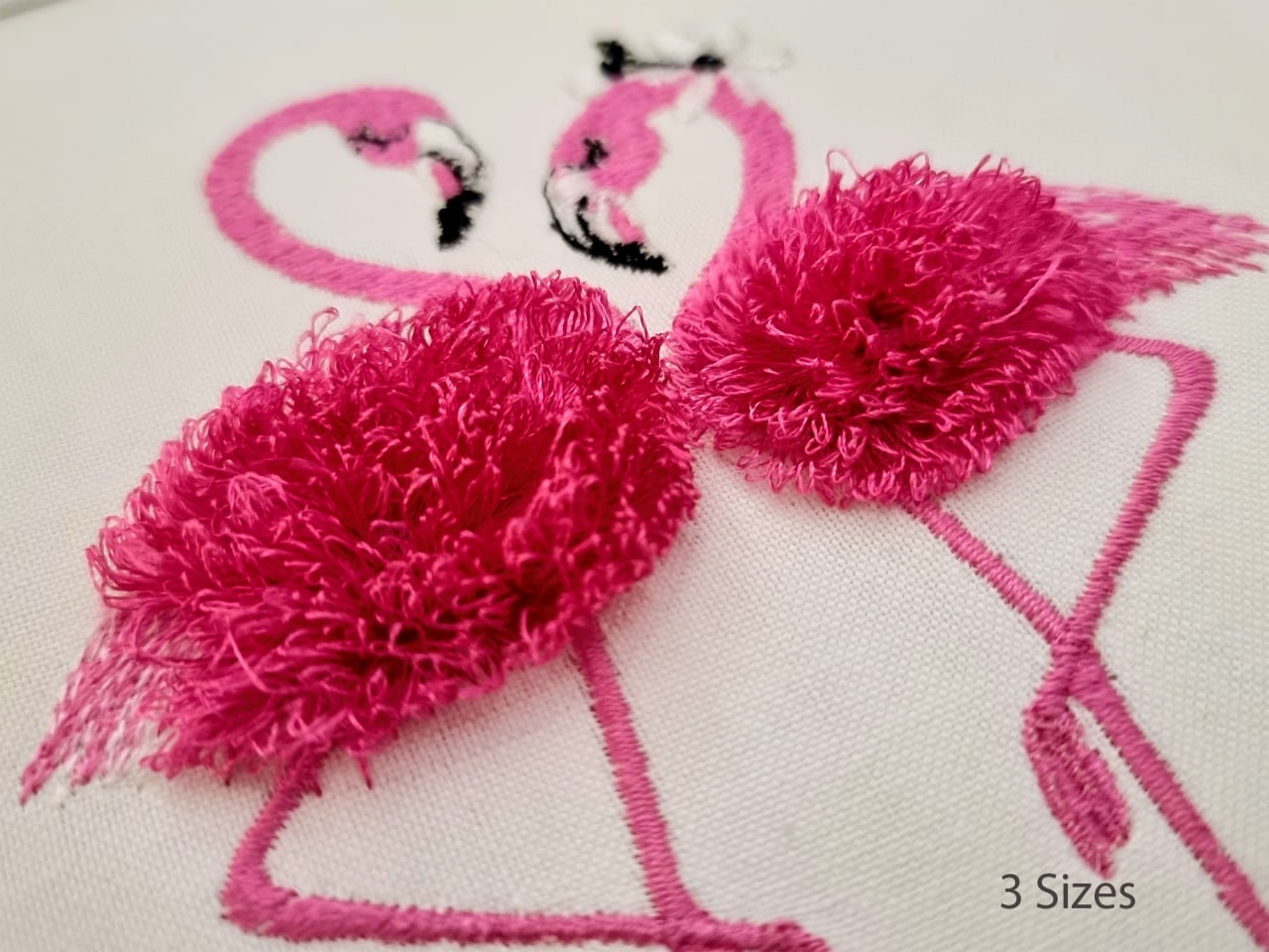 Machine Embroidery Designs 3D Flamingos, Fringed Fluffy Chenille, 5 ...