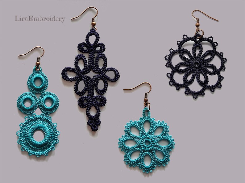 10 FSL Earrings. Machine Embroidery Design. Tatting. Free - Etsy
