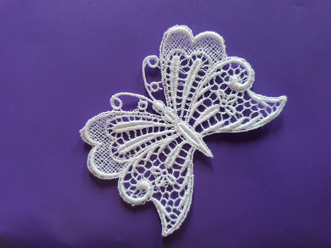 Butterfly Lace. Free Standing Lace (FSL). 3D Three-dimensional. Machine ...