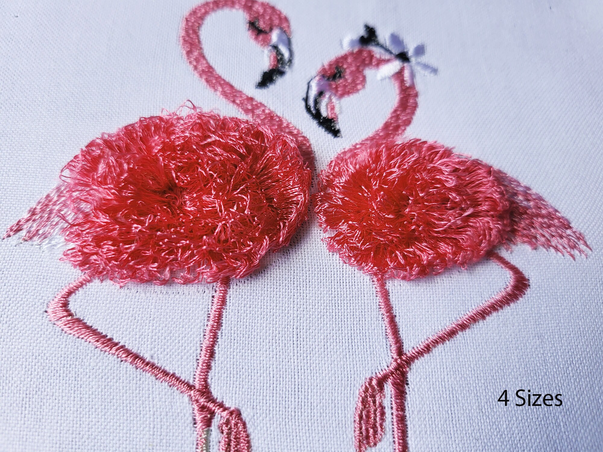 Machine Embroidery Designs 3D Flamingos, Fringed Fluffy Chenille, 5 ...