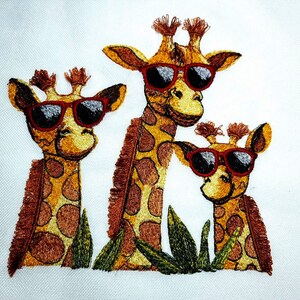 Machine Embroidery Giraffes With Fluffy Manes Wearing Sunglasses ...