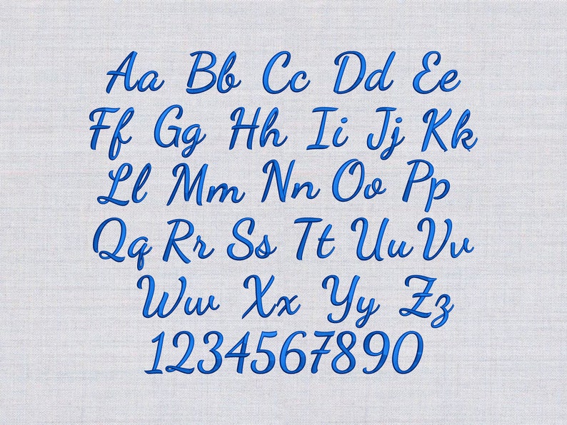 3D Puff Cursive Script Embroidery Font, 4 Sizes, Instant Download, BX ...