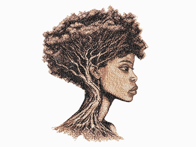African Woman Machine Embroidery Design. African Tree. Instant - Etsy