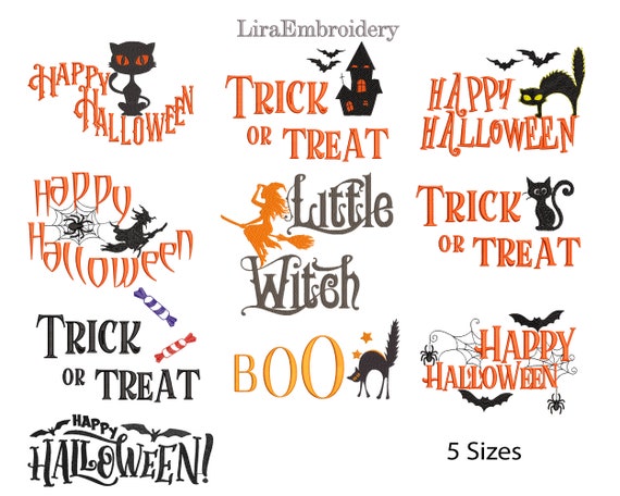 Halloween Machine Embroidery Bundle. 10 Designs. Trick or | Etsy
